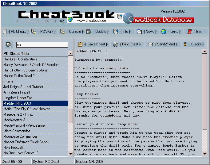 Cheatbook - Issue October 2002, Cheats, Walktroughs and Console Cheats